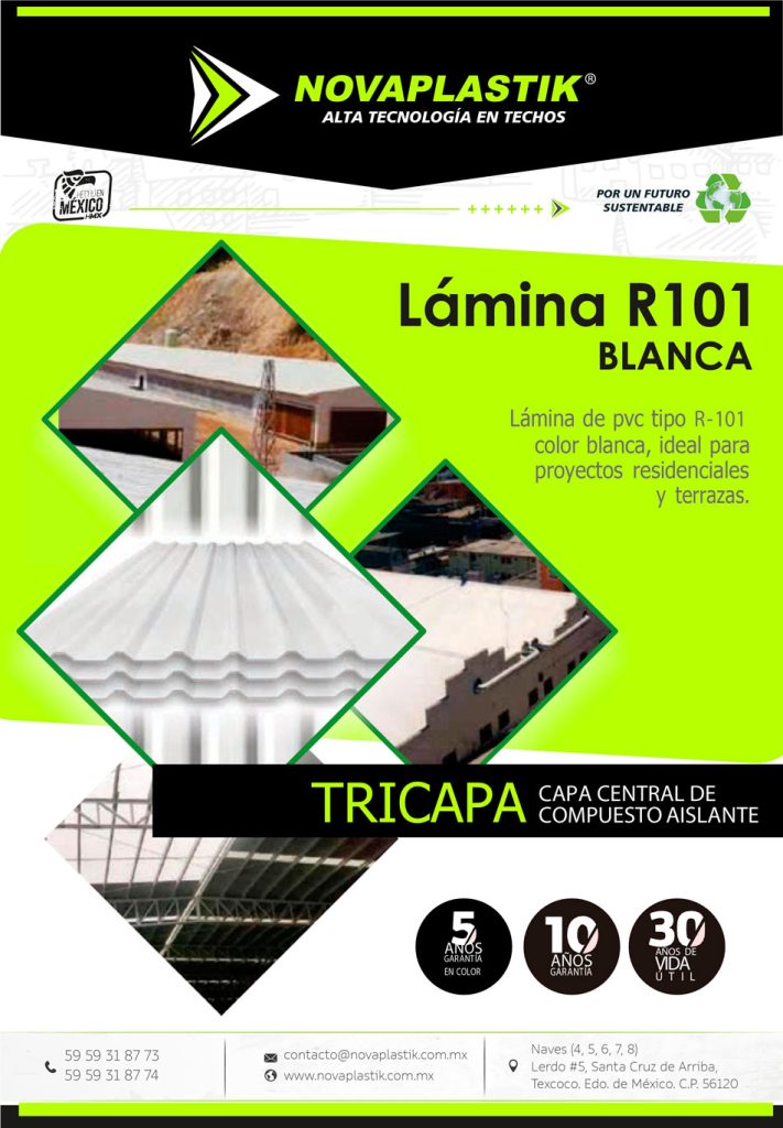 Lámina PVC R101 Blanca - Novaplastik - Resitentes y Ligeras